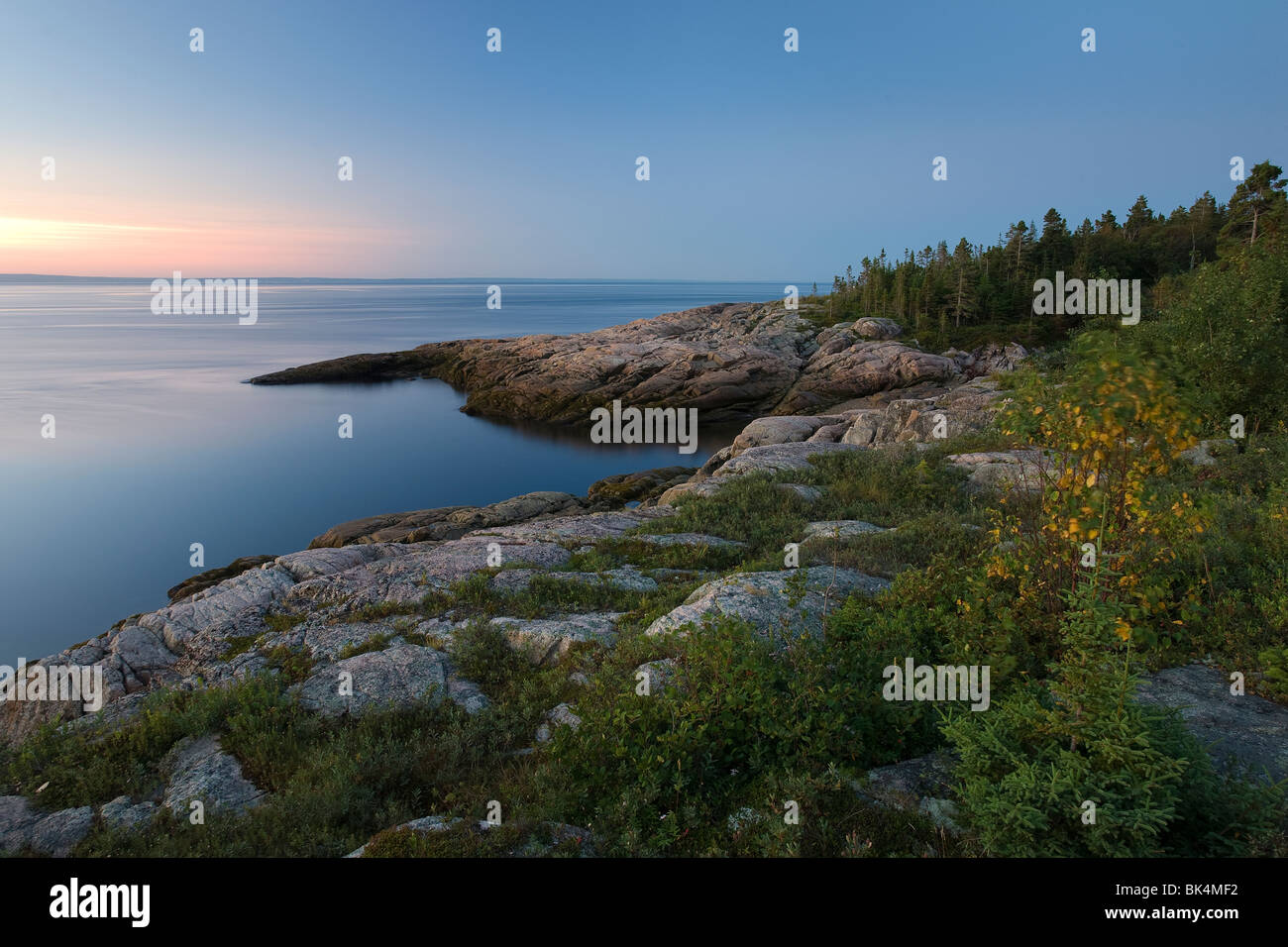 River and rock landscape, long exposition in Essipit, Quebec, Canada ...
