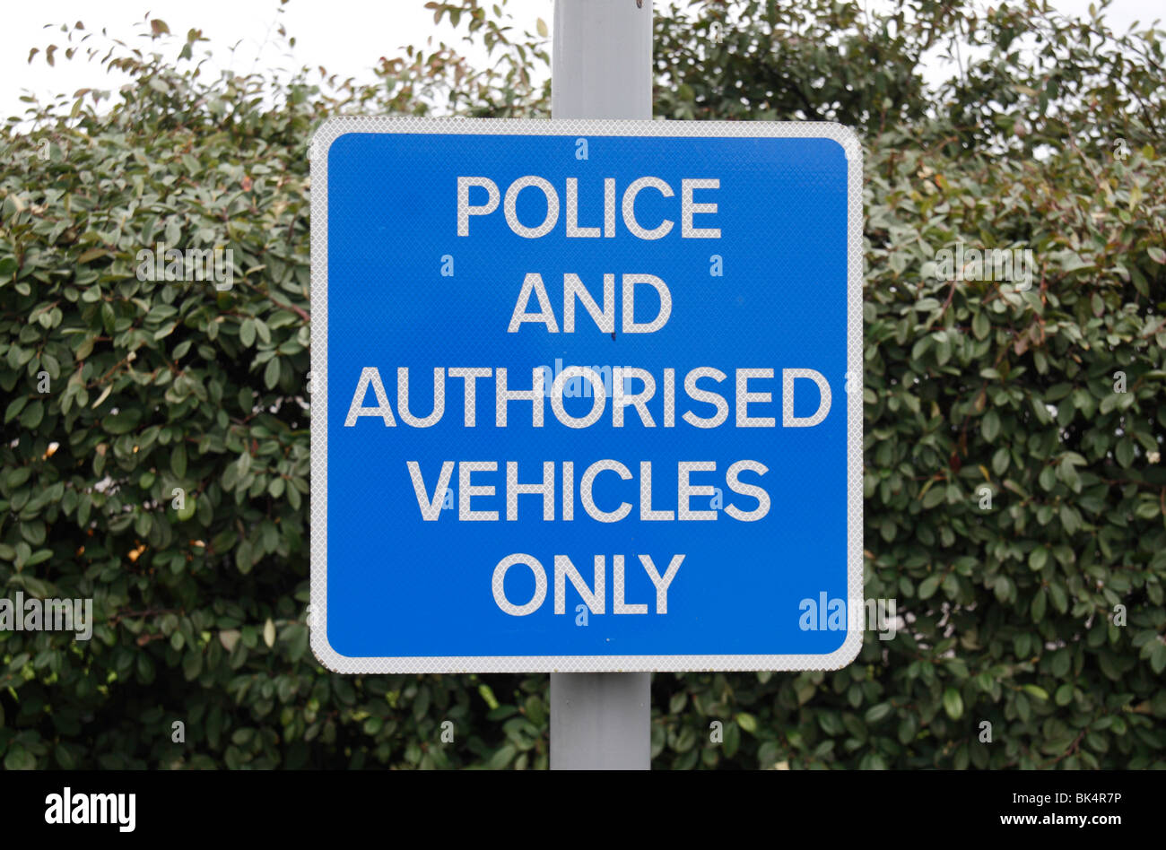 A "Police and Authorised vehicles only" sign beside a special parking ...