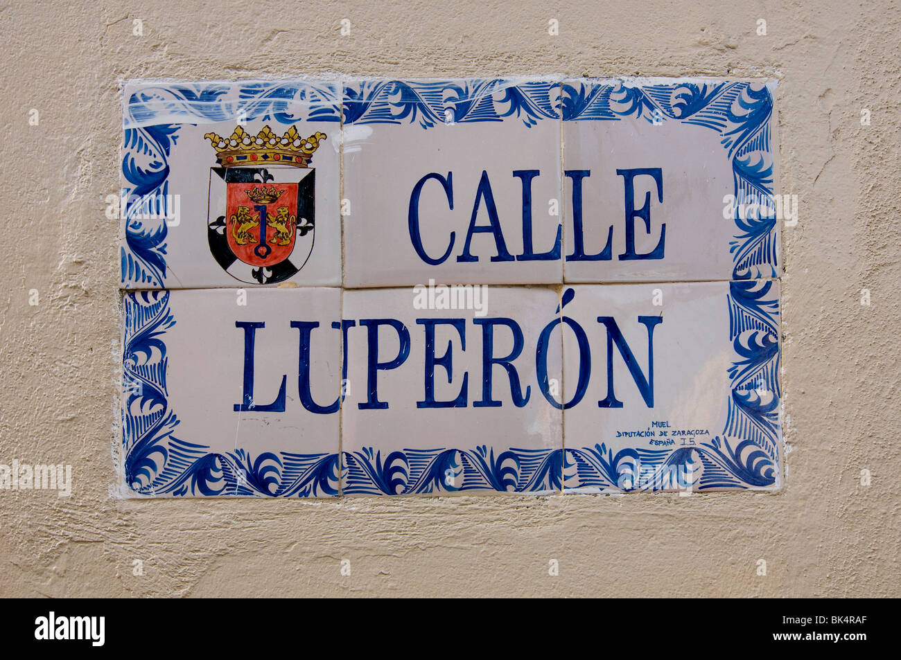 Glazed ceramic street sign in the Zona colonial district a UNESCO World ...