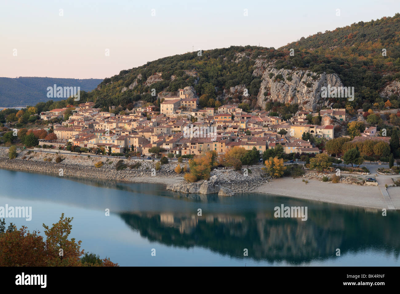 The village of Bauduen facing the Sainte Croix lake in the Verdon ...