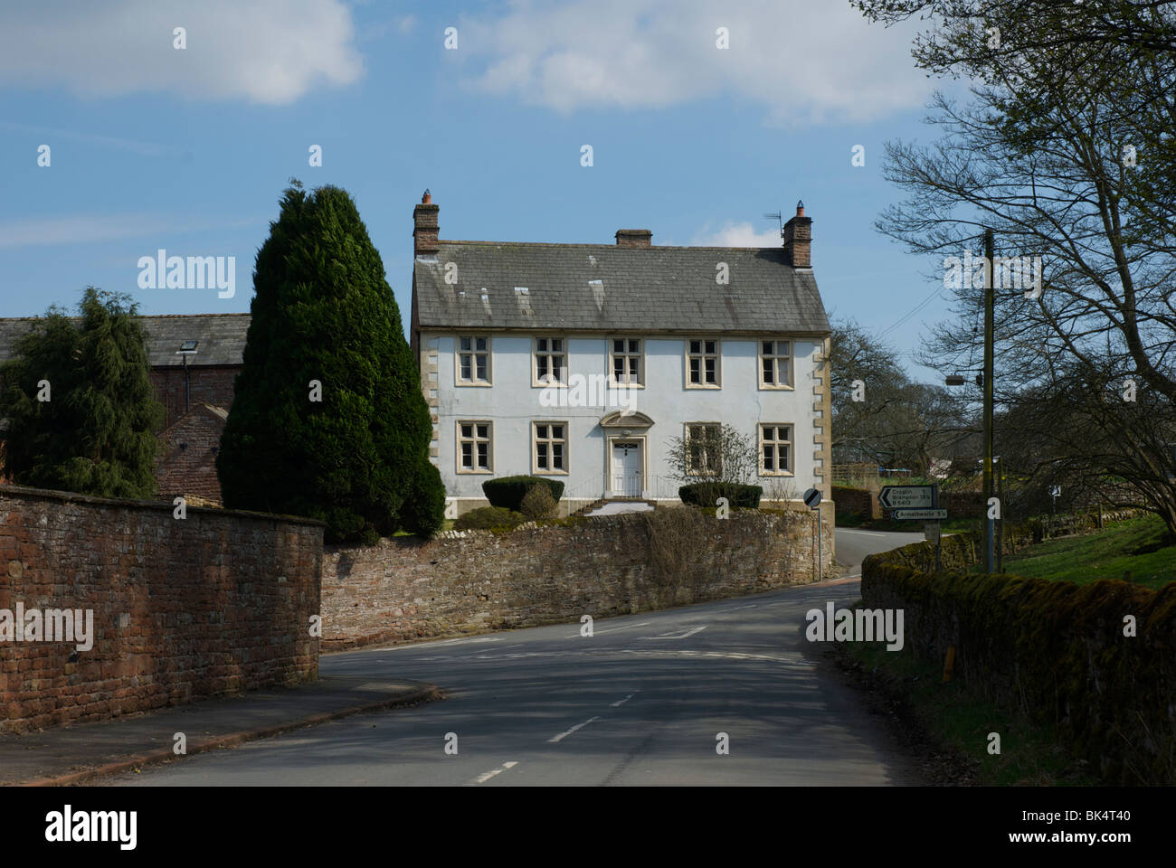 House in the village of Kirkoswald, Eden Valley, Cumbria, England UK ...