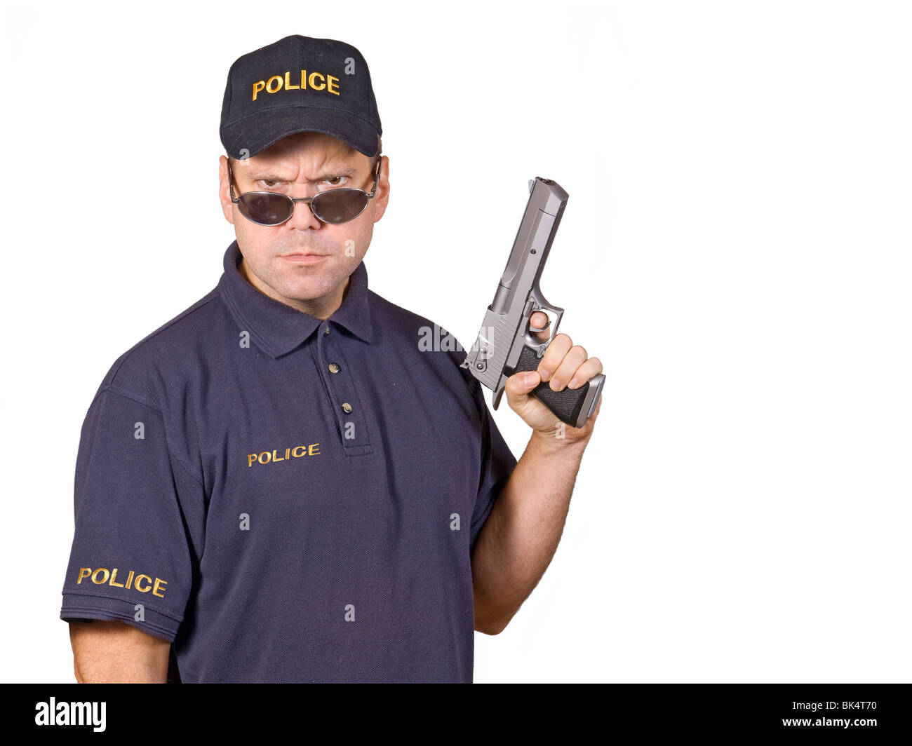 rigorous policeman isolated on white background Stock Photo - Alamy
