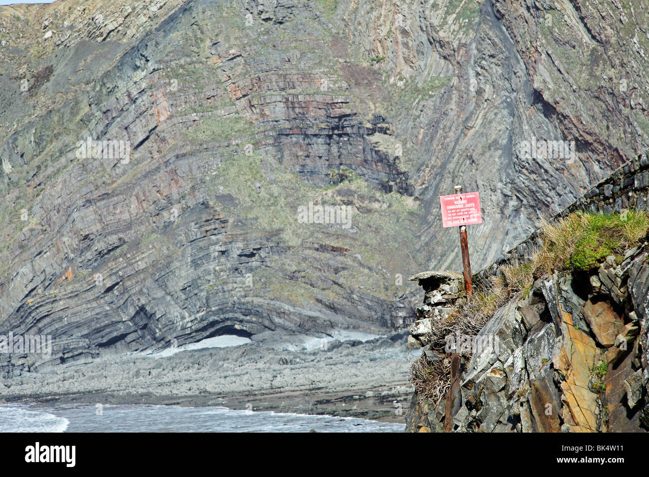Danger Warning signs near a cliff edge Stock Photo - Alamy