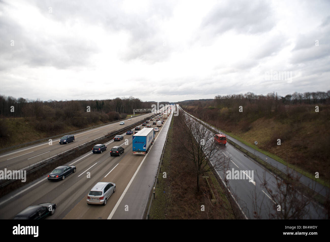 Slow moving traffic, autobahn, Germany Stock Photo - Alamy