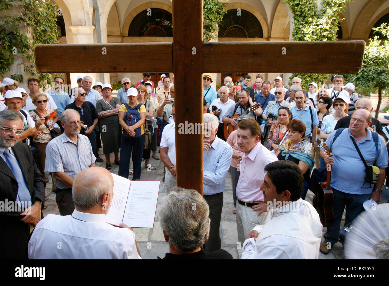 Pilgrims on the Via Dolorosa, Jerusalem, Israel, Middle East Stock ...