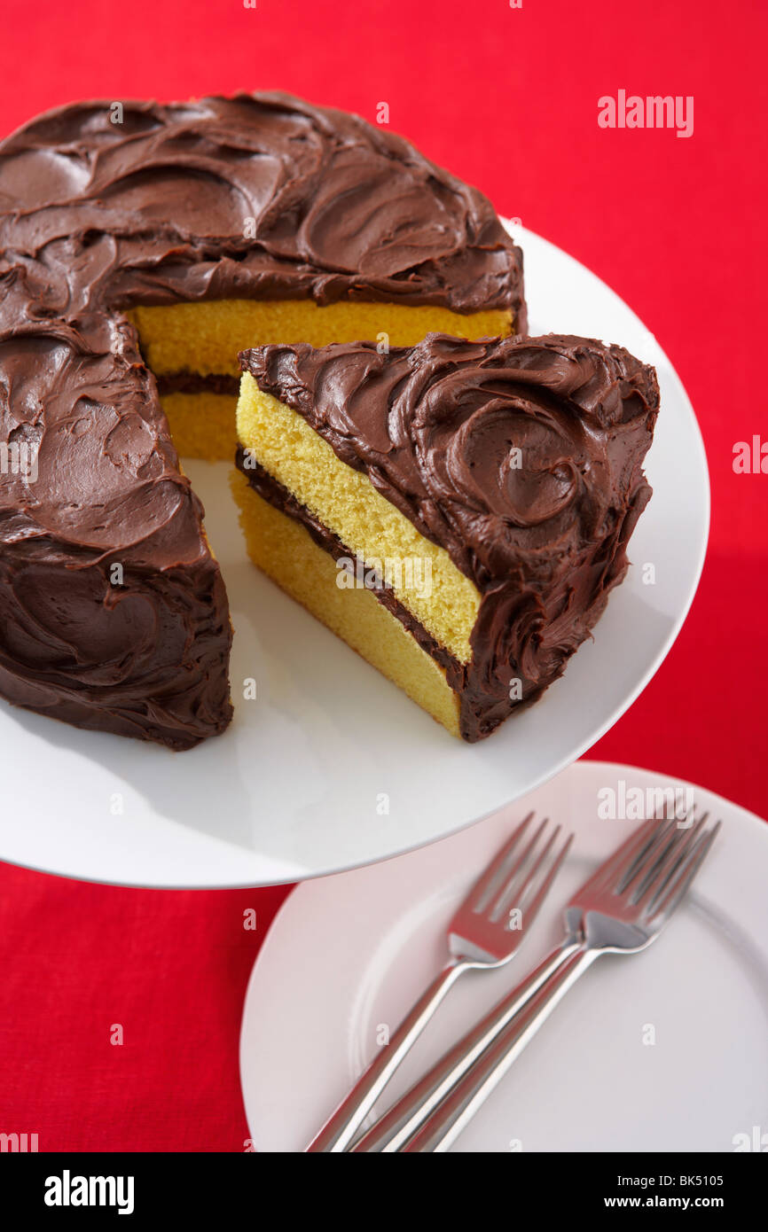 Cake with Chocolate Icing Stock Photo - Alamy