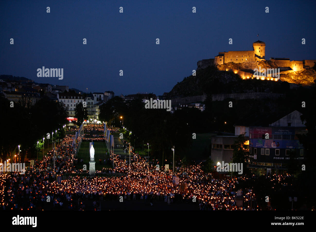 Procession at the Lourdes shrine, Lourdes, Hautes Pyrenees, France ...