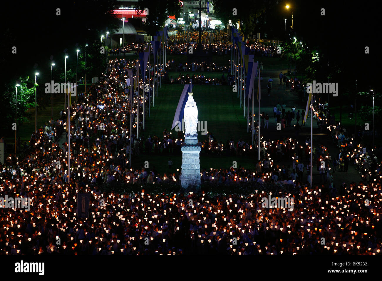 Procession at the Lourdes shrine, Lourdes, Hautes Pyrenees, France ...