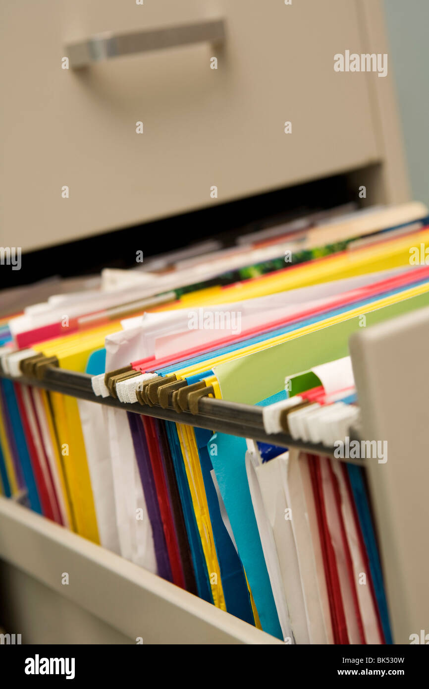 Close-up of Files in Filing Cabinet Stock Photo - Alamy