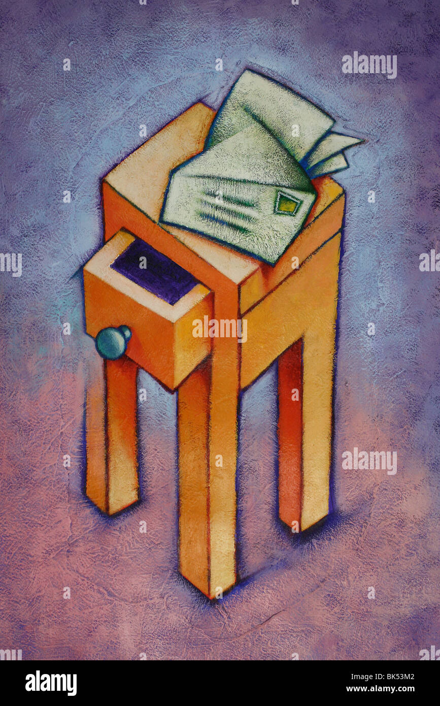 Illustration of Open Letter on Sidetable Stock Photo - Alamy