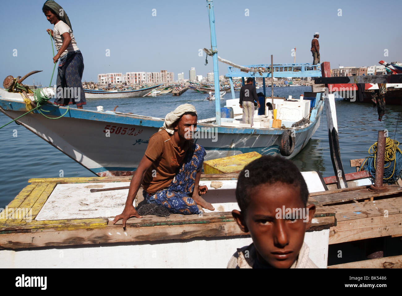 Daily activities in the fishing port in al-Hodeidah, Yemen Stock Photo ...