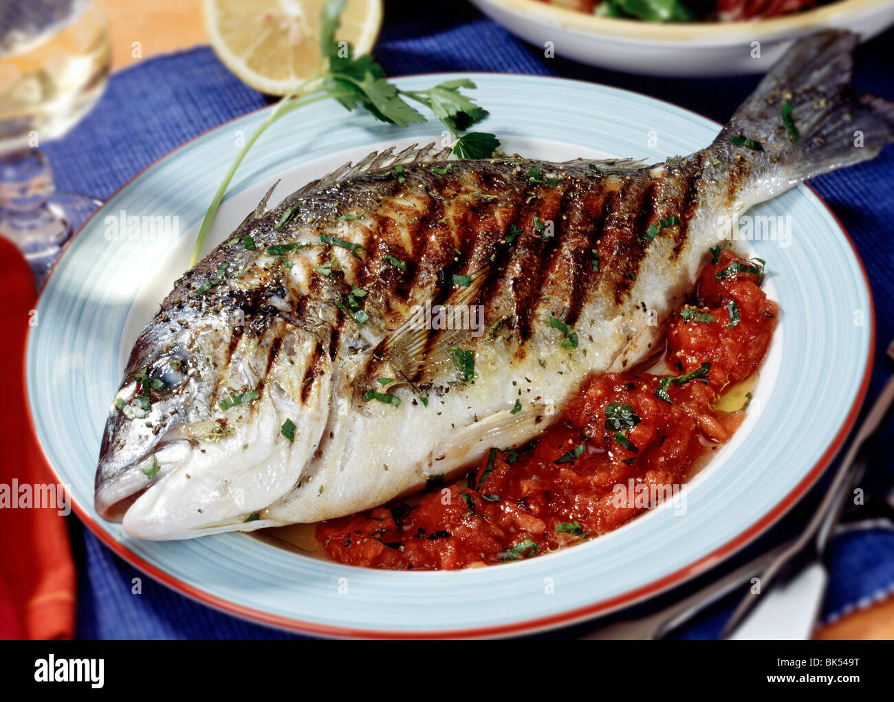 Grilled gilt-head bream Stock Photo - Alamy