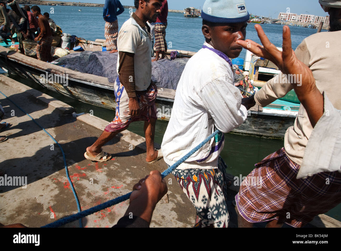 Daily activities in the fishing port in al-Hodeidah, Yemen Stock Photo ...