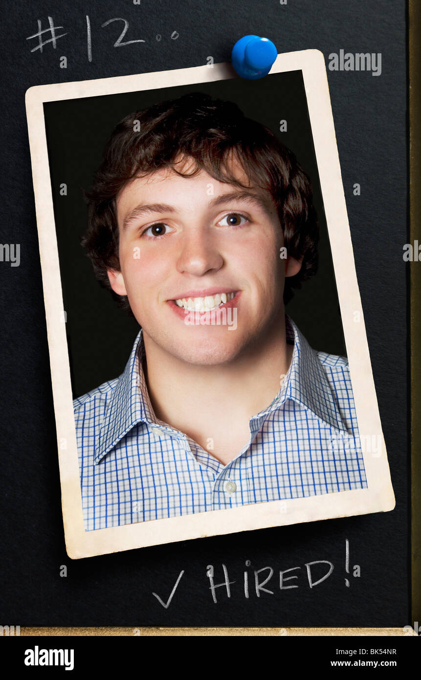 Photograph of Young Man Pinned to Bulletin Board Stock Photo - Alamy