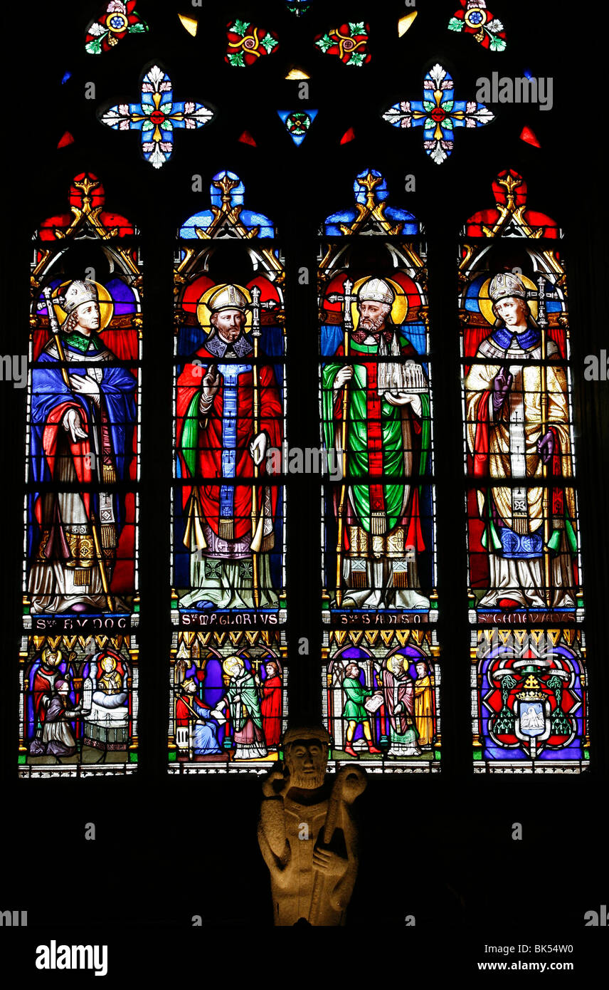 Stained glass of saints from Brittany, including St. Samson, Saint ...