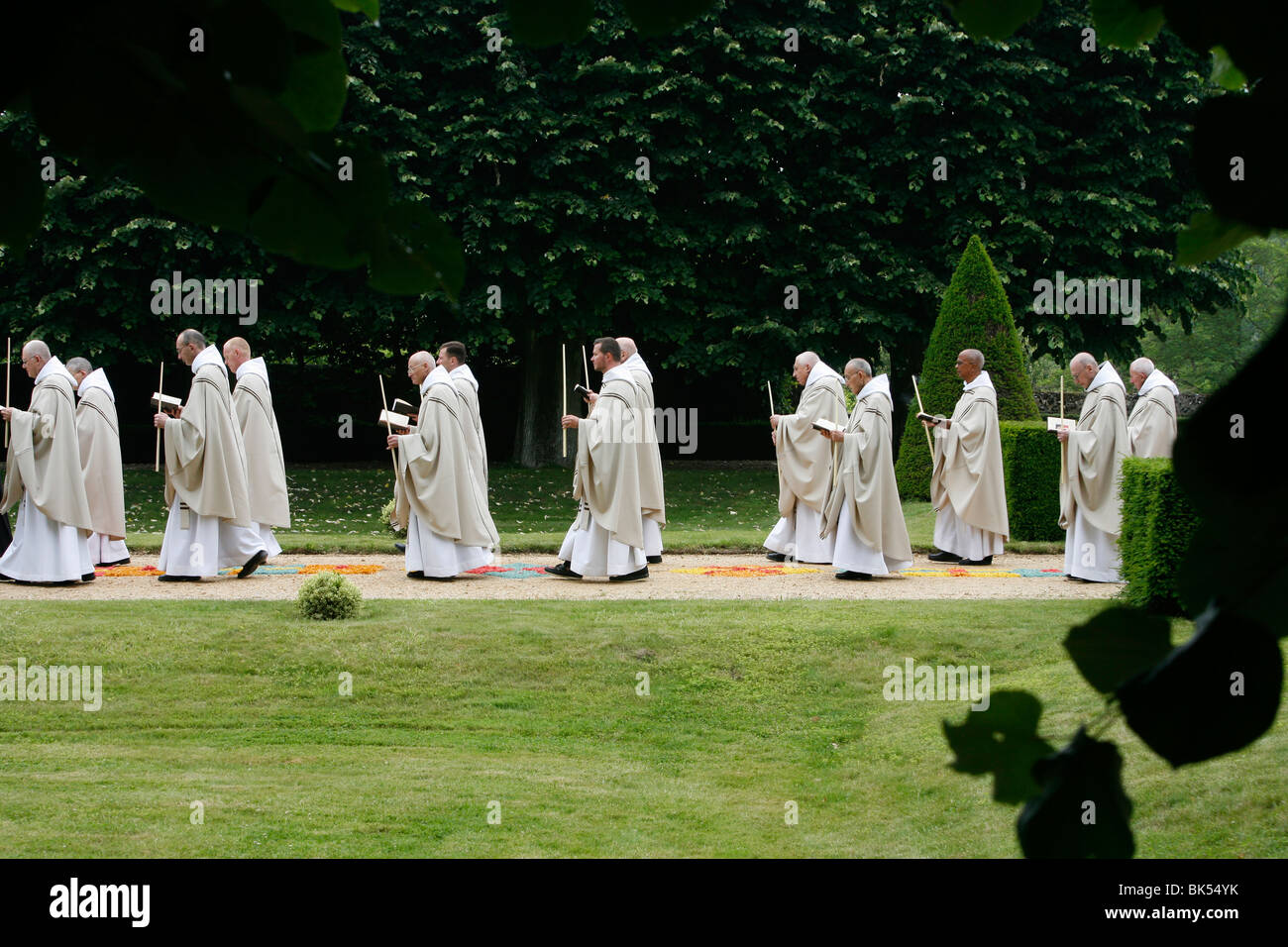 Procession in Saint-Pierre de Solesmes Abbey, Solesmes, Sarthe, Pays de ...