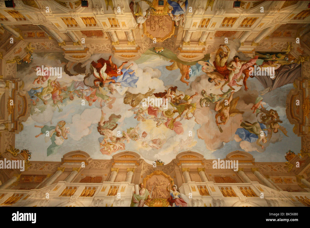 Melk abbey marble room fresco, Melk, Basse-Autriche, Austria, Europe ...
