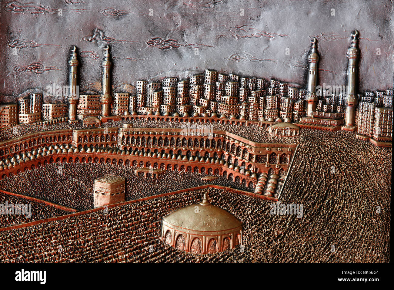 Muslim tapestry depicting Mecca, Paris, France, Europe Stock Photo - Alamy