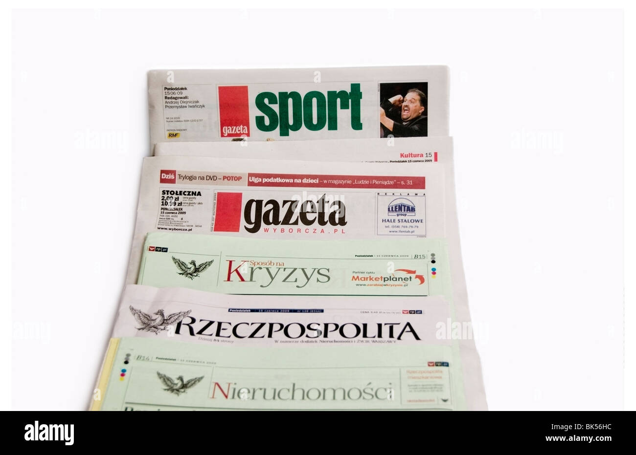 Polish daily newspapers on white background, cut-out Stock Photo - Alamy