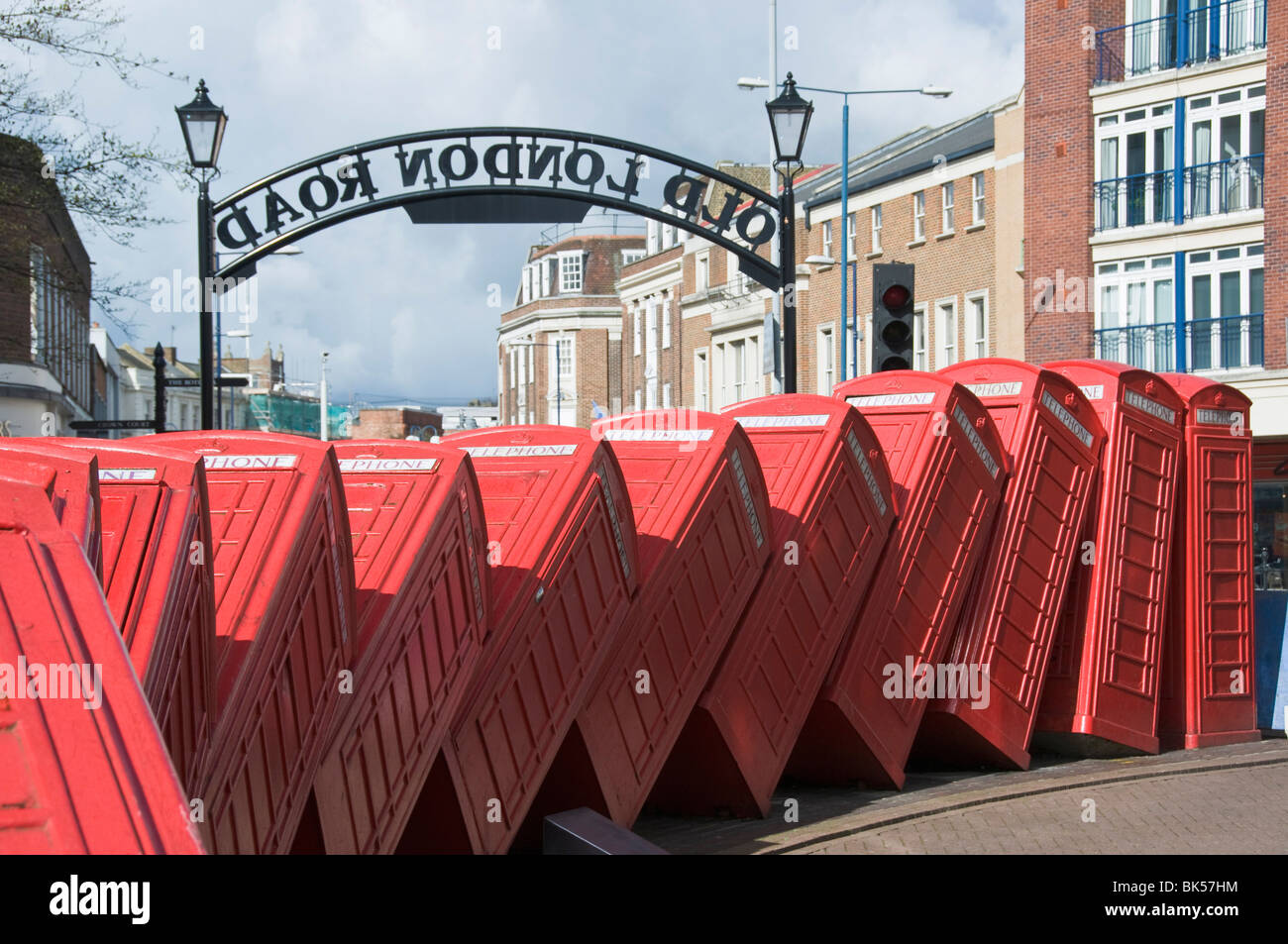 Red telephone box sculpture entitled Out of Order by David Mach ...