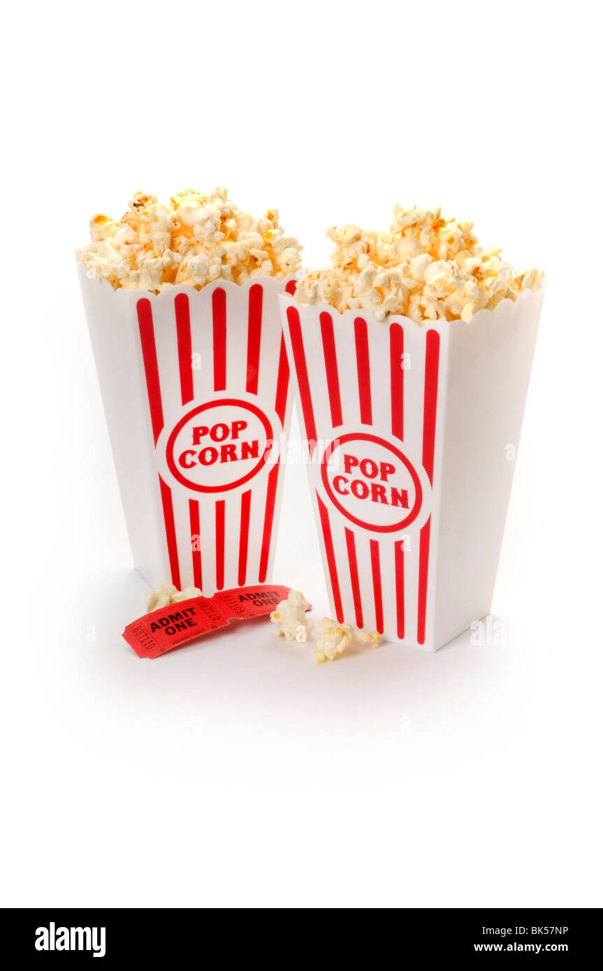 popcorn and movie ticket Stock Photo - Alamy