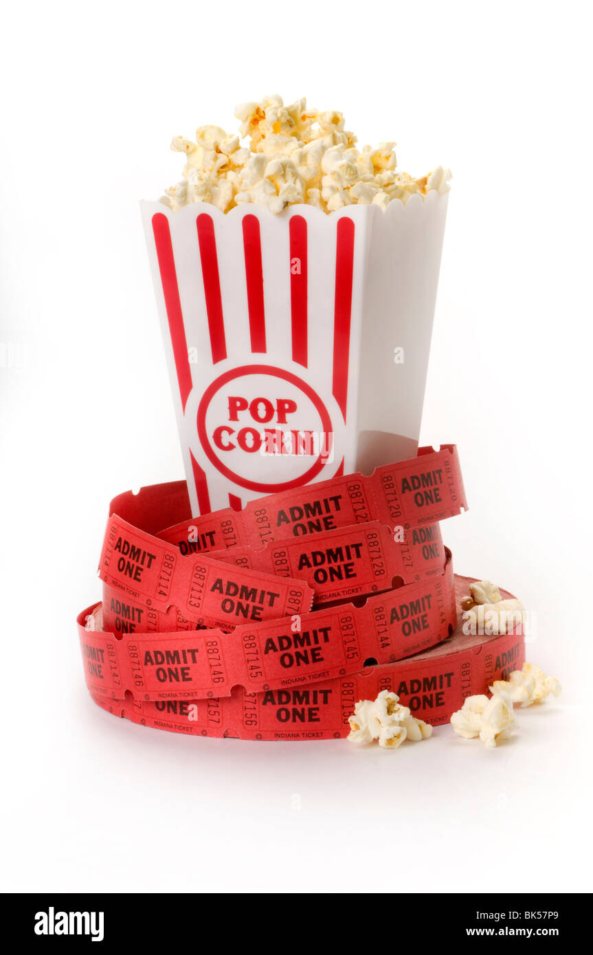 popcorn and movie ticket Stock Photo - Alamy