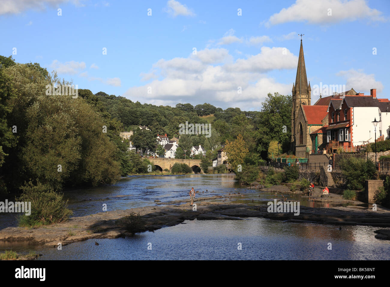 The river Dee by Riverside, Llangollen, Wales where tourists like to ...