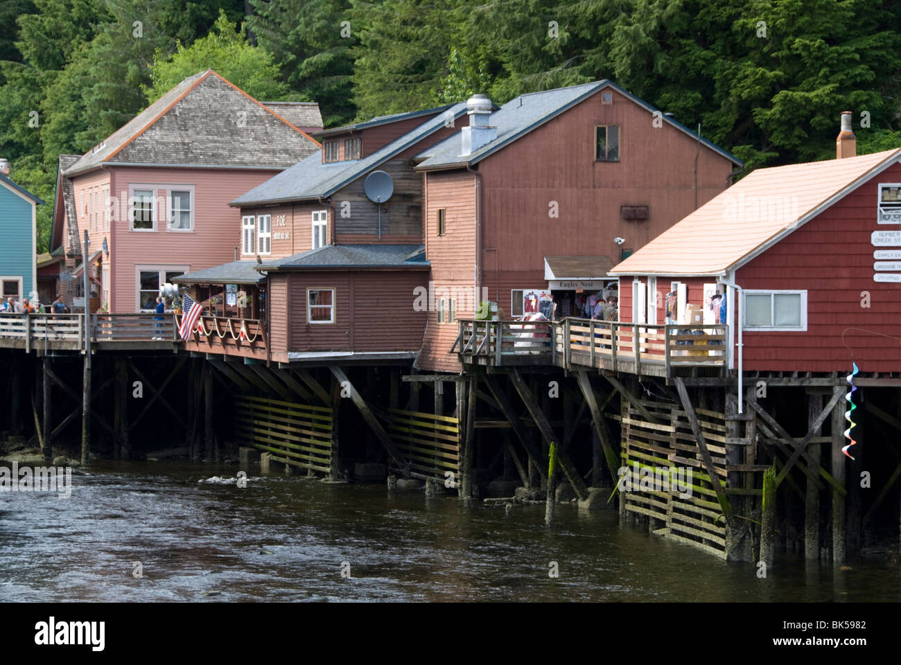Shops along the boardwalk, Creek Street, Ketchikan, Alaska, United ...