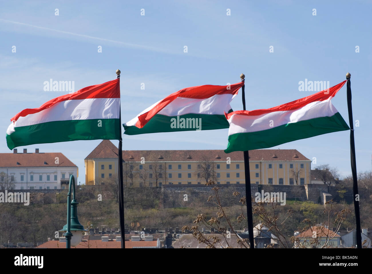 National flags Budapest Hungary Europe Stock Photo - Alamy