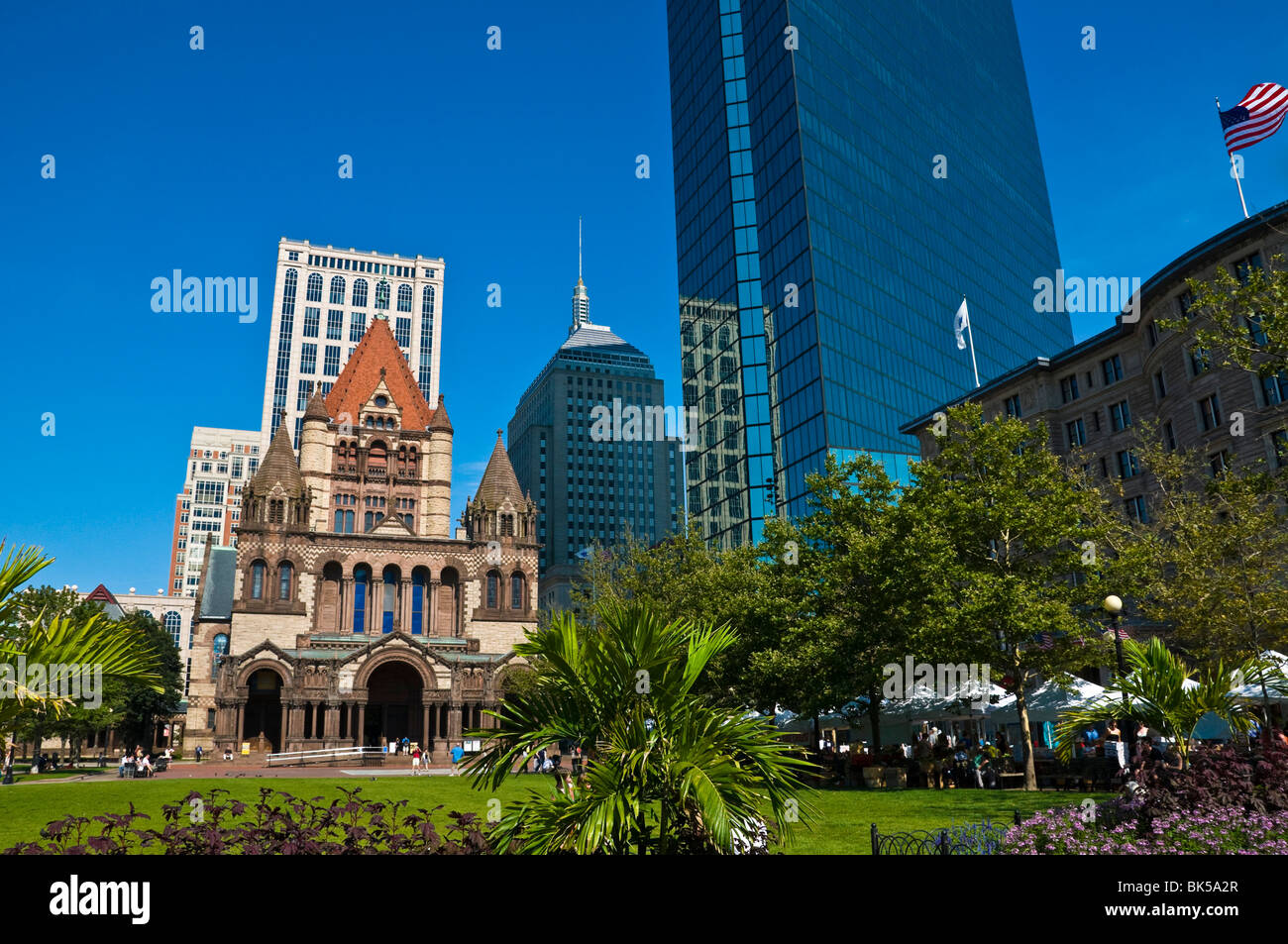 Boston Copley square And Trinity Church and John Hancock tower Stock ...