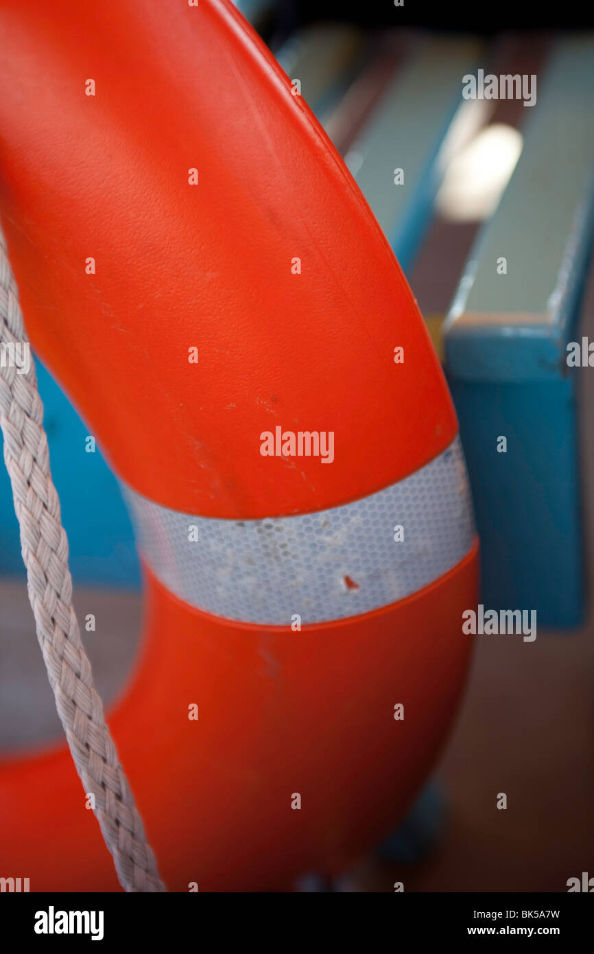 A close-up of a orange life ring Stock Photo - Alamy