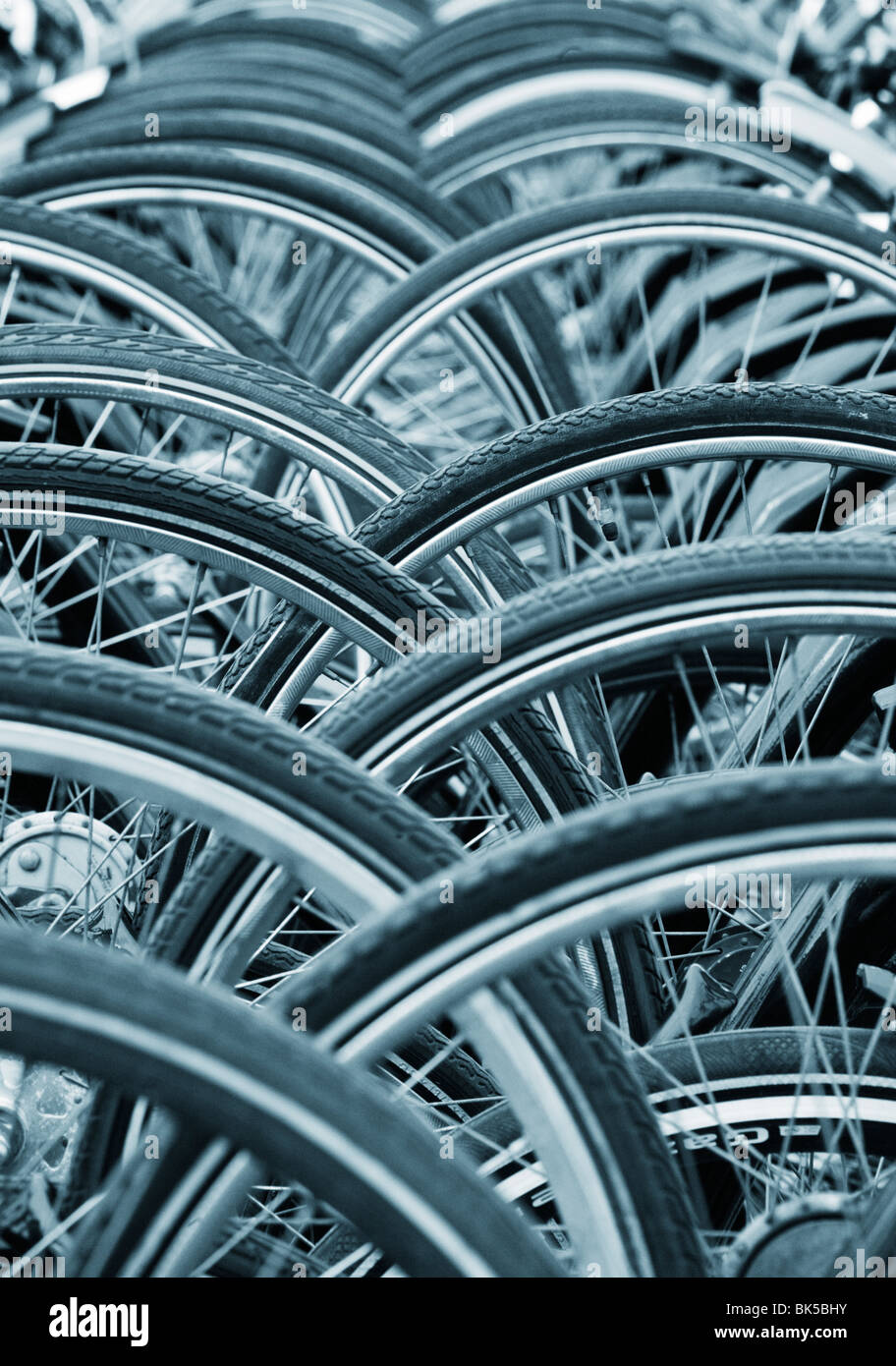 Abstract image of many bicycle wheels in The Netherlands Stock Photo ...