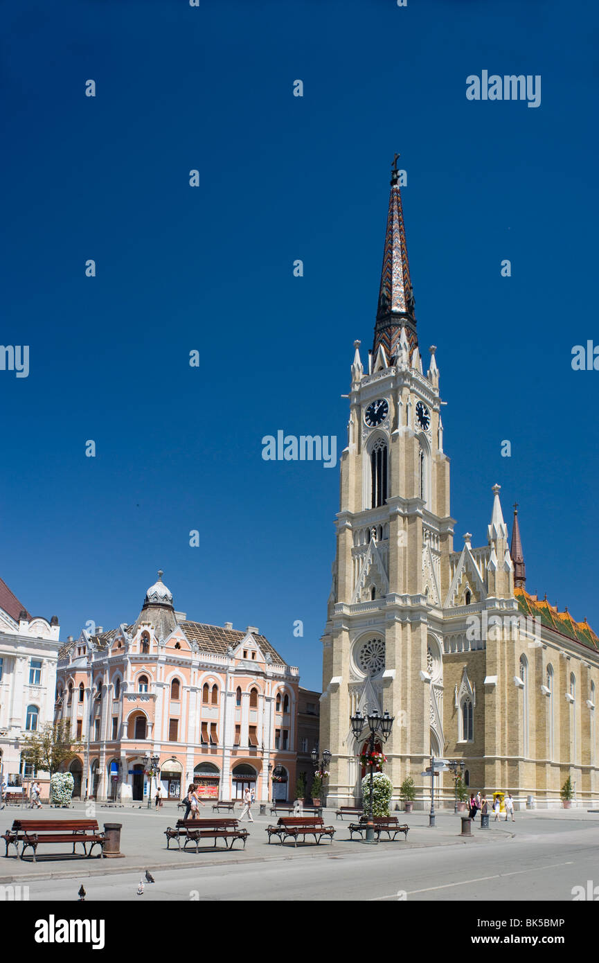 The Catholic Church in the old town pedestrian section of Novi Sad ...