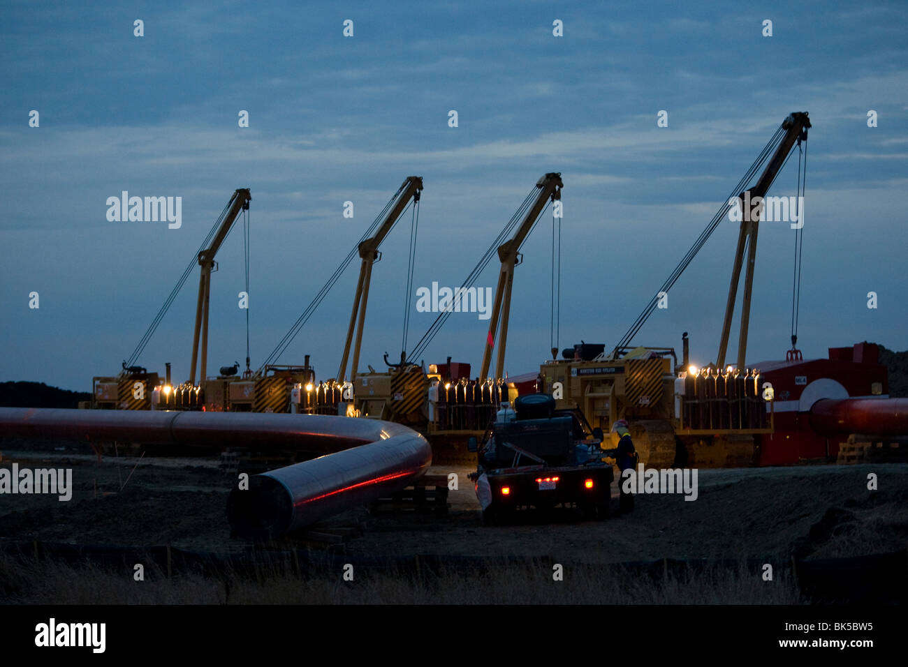 heavy equipment used in the construction of a petroleum pipeline in ...