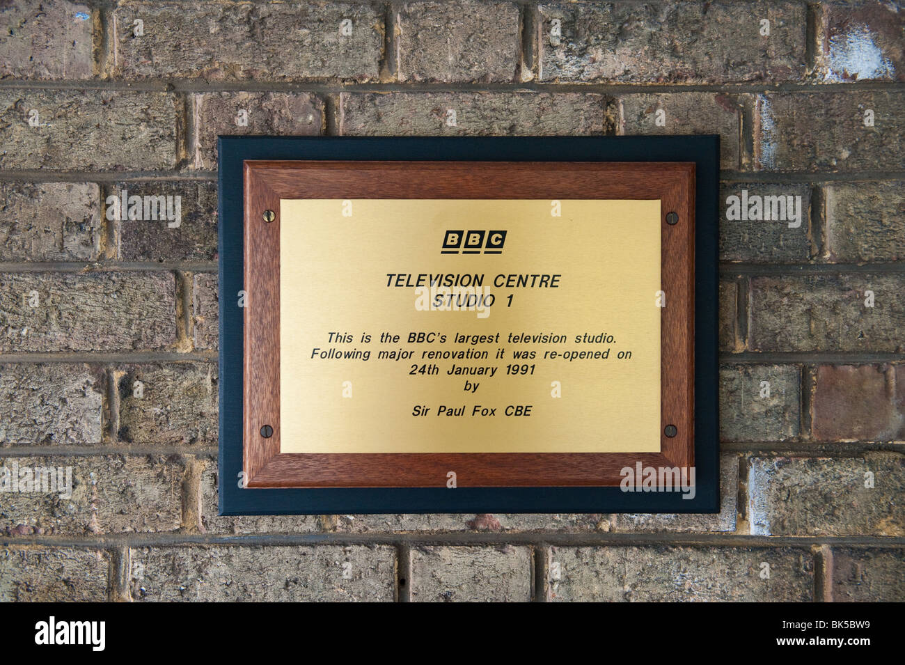A plaque in BBC TV Centre Stock Photo - Alamy