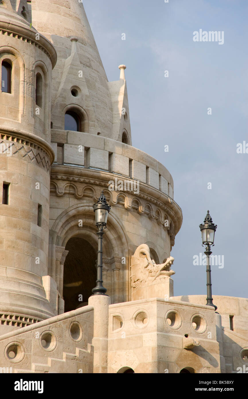 A newly restored section of the Fishermen's Bastion, Budapest, Hungary ...