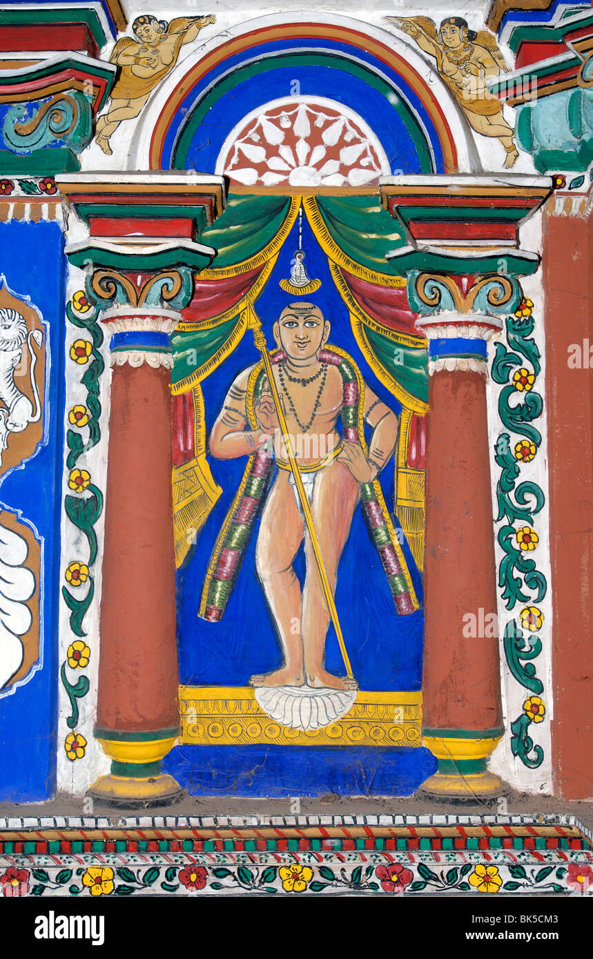 Lord Muruga as Dhandayuthapani. 150 year old Mural (vegetable dye) and ...