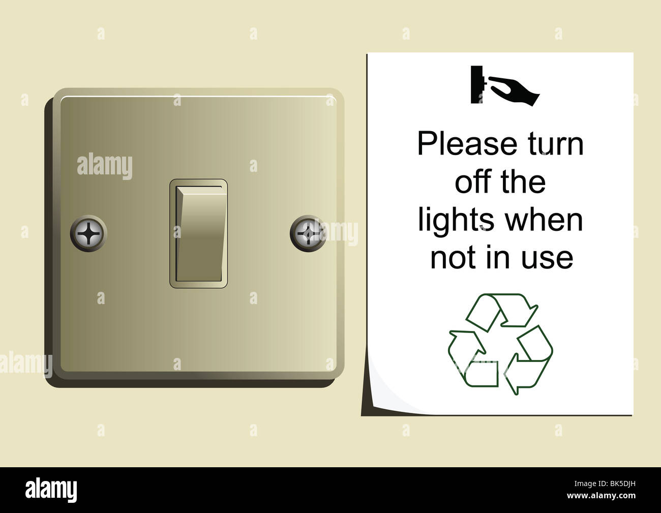 Vector of conserve energy sign with light switch Stock Photo - Alamy