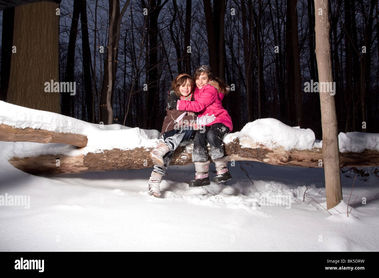 Two smiling twin sisters hugging hi-res stock photography and images ...