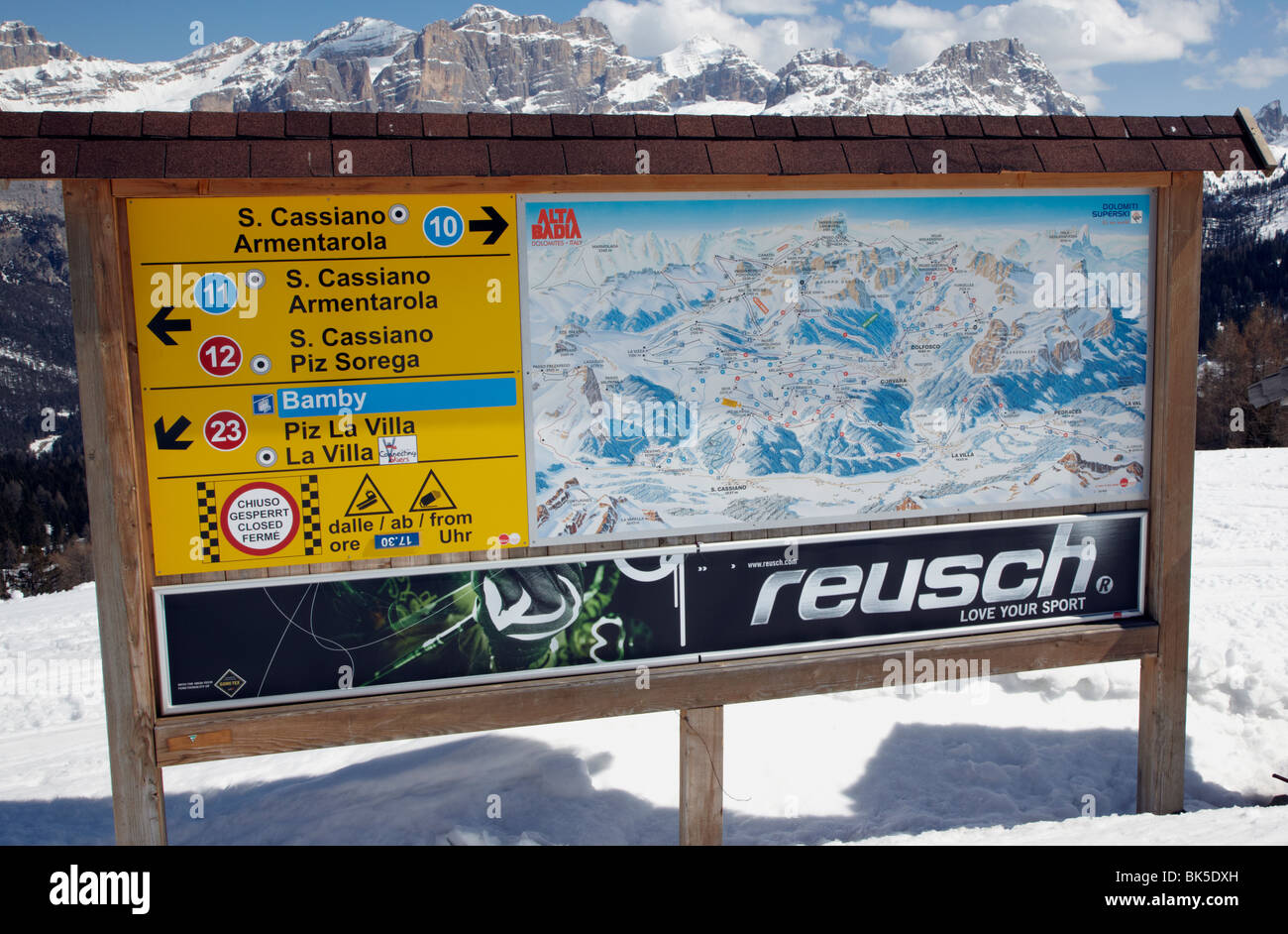 A Piste Map In Corvara Dolomites Italy Europe Stock Photo - Alamy