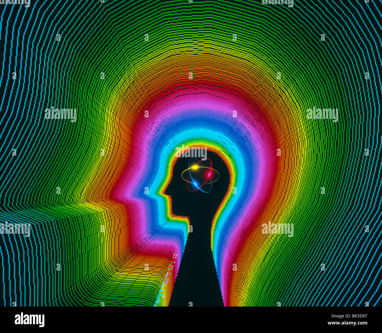 Glowing light inside of a human head Stock Photo - Alamy
