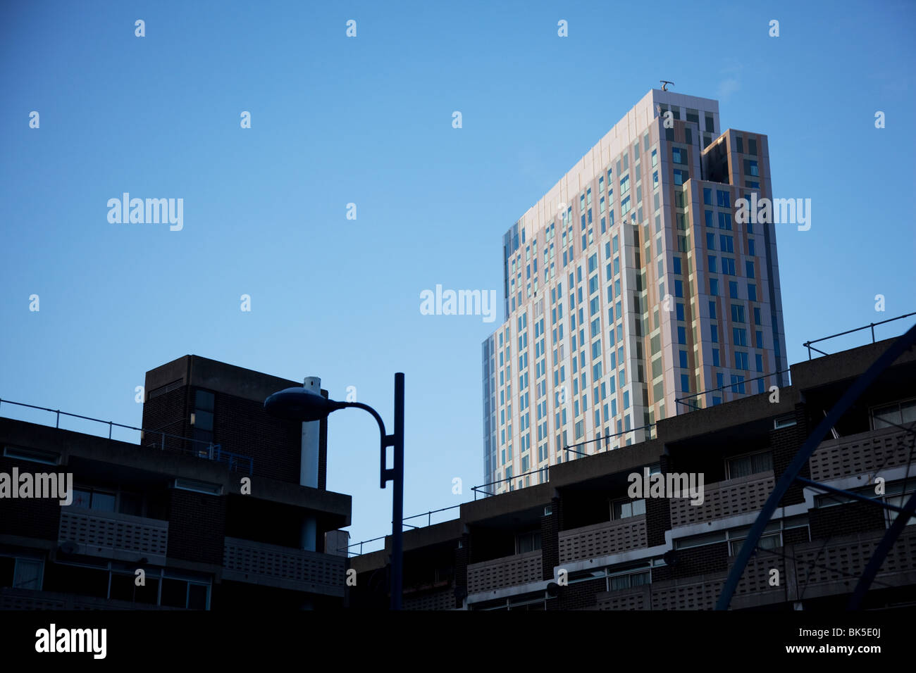 A tower block seen from the Petite Coat Lane council estate in the City ...