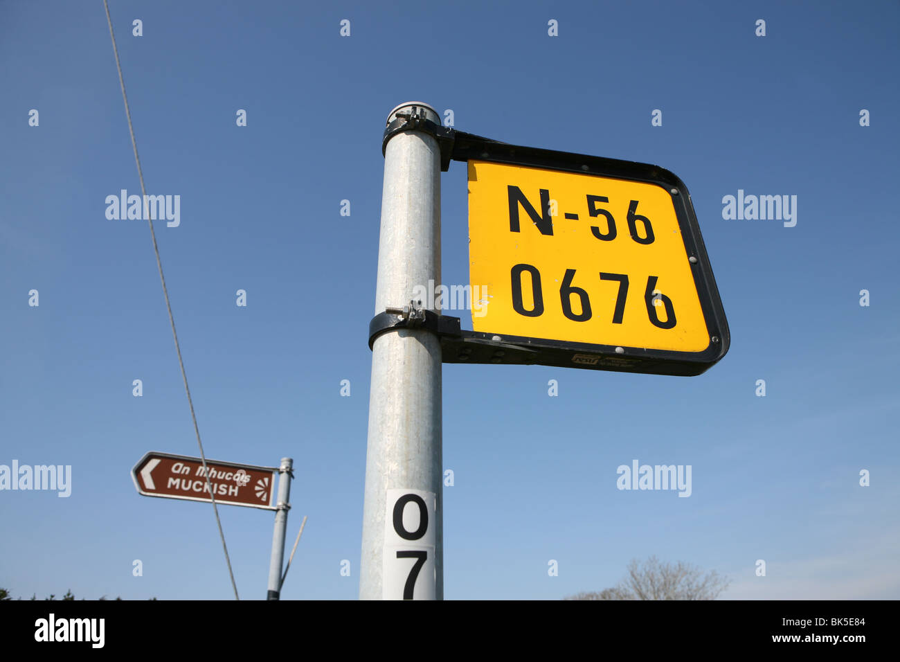 Sign for N 56 road near Falcarragh, Co. Donegal, Ireland Stock Photo ...