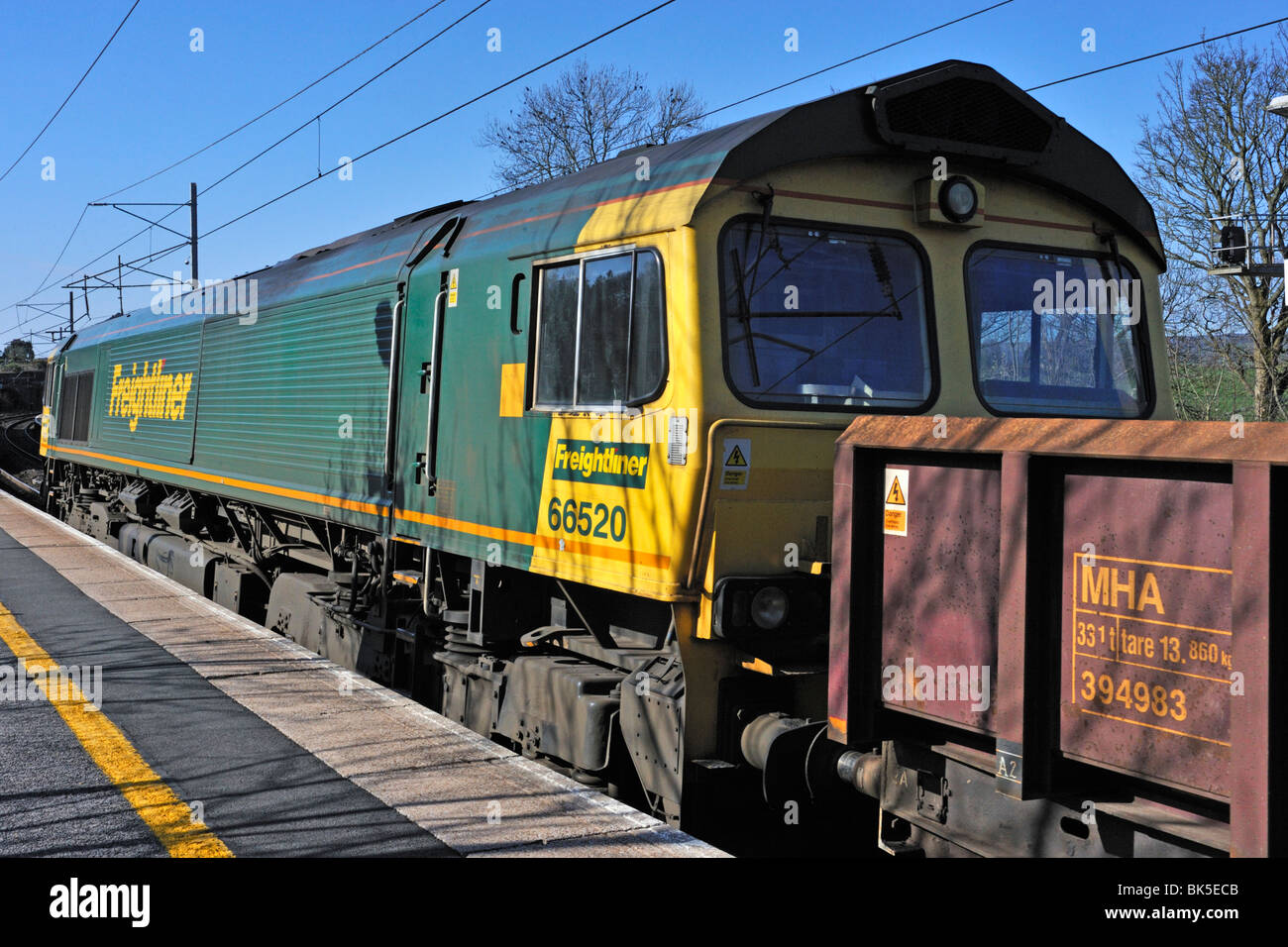 Freightliner locomotive Class 66, number 66520 on West Coast Main Line ...