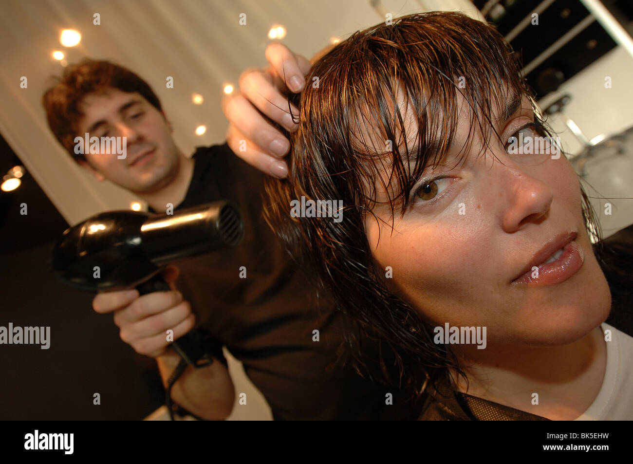 hair styler with Model Stock Photo - Alamy
