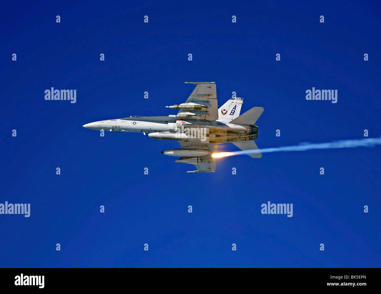 An FA-18C Hornet tests its flare countermeasures system prior to ...