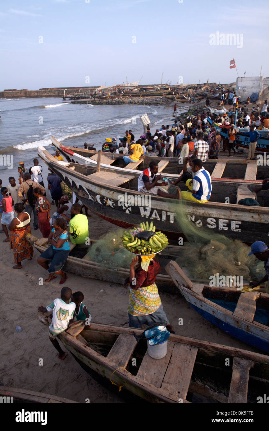 Fishing boats on the beach in Accra, Ghana, West Africa, Africa Stock ...