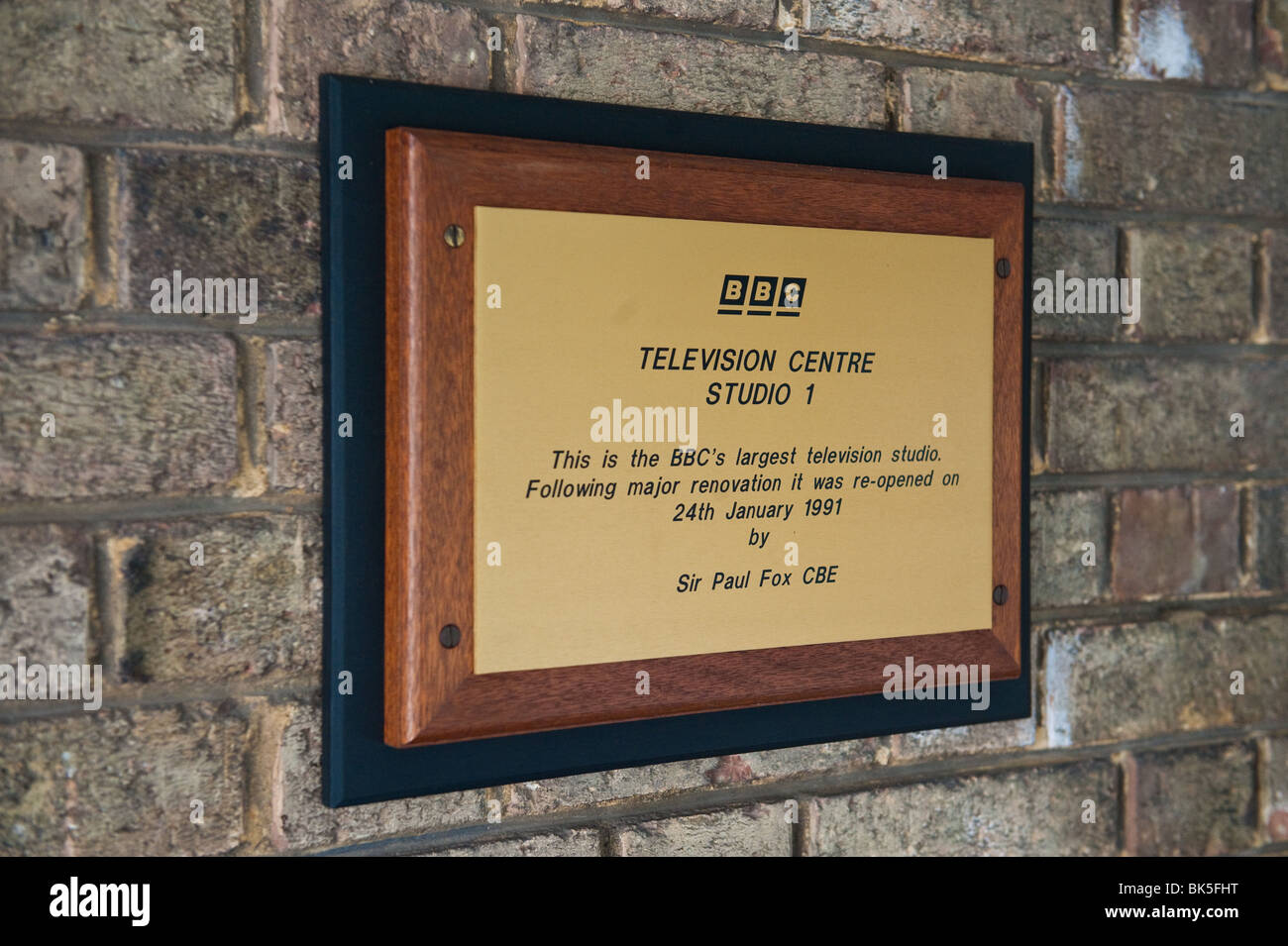 A plaque in BBC TV Centre Stock Photo - Alamy