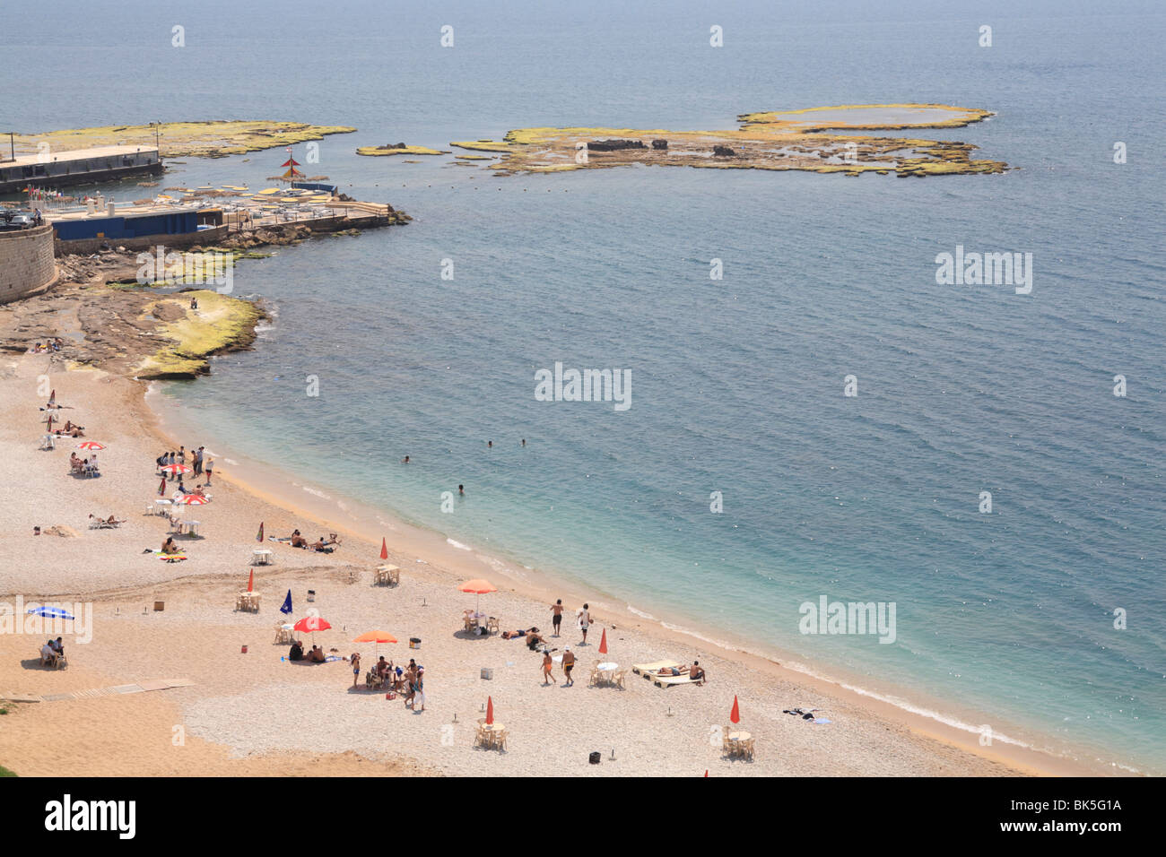 Beach, Byblos, Jbail, Lebanon, Middle East Stock Photo - Alamy