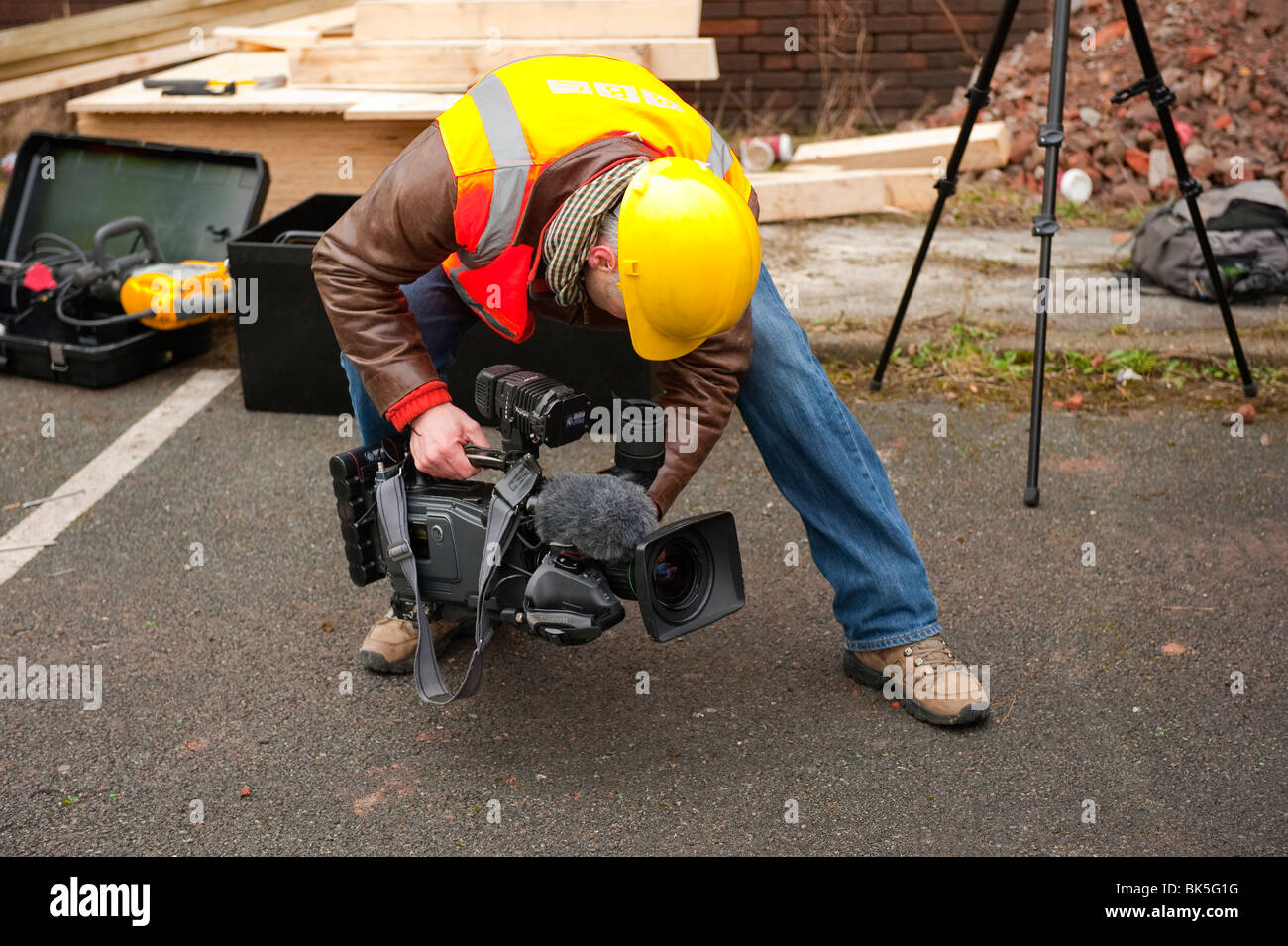 TV Cameraman filming Stock Photo - Alamy